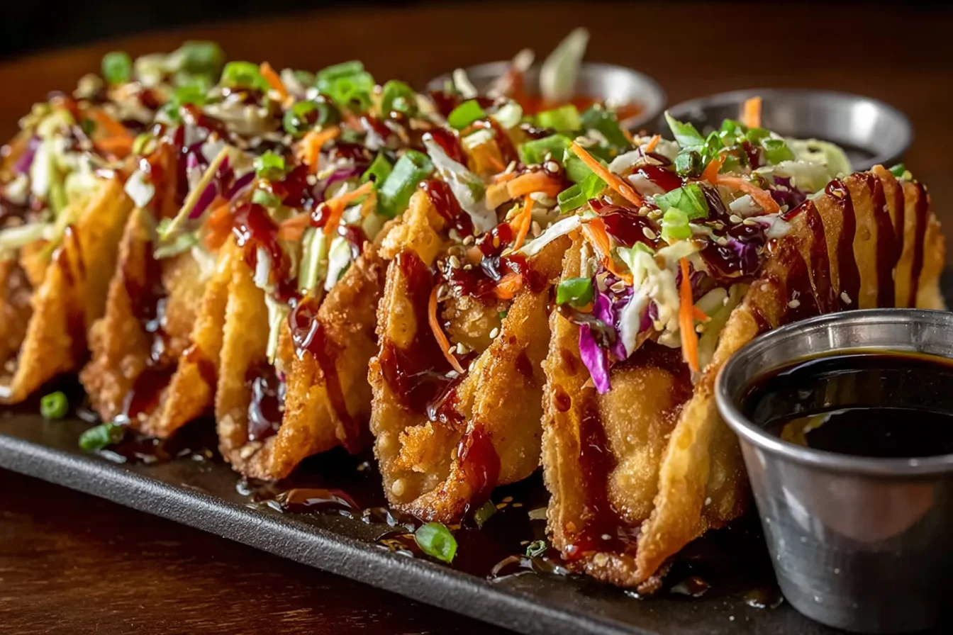 3 Easy Steps to Crispy Chicken Wonton Tacos with Teriyaki Glaze